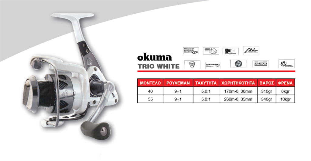 Thalassashop. Μηχανάκι OKUMA TRIO WHITE